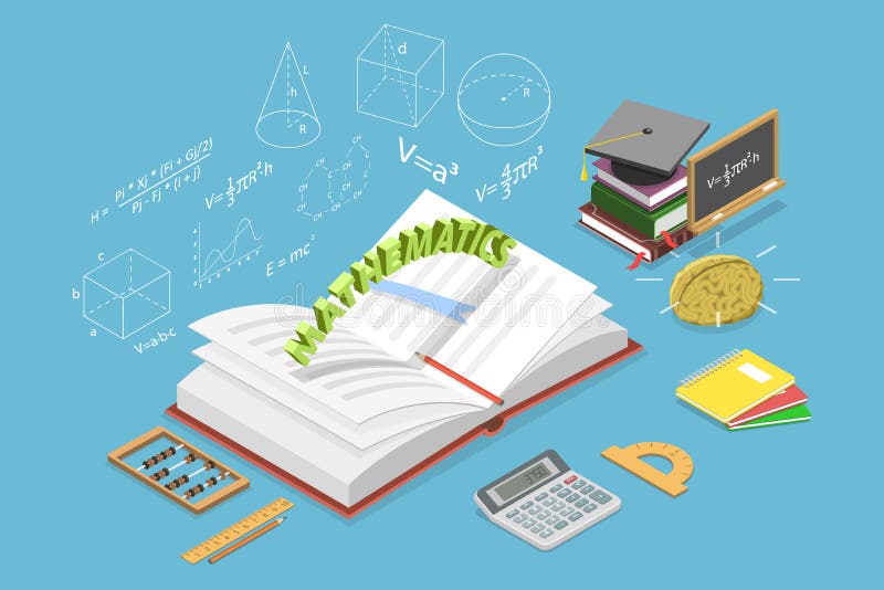 3D Isometric Flat Vector Conceptual Illustration of Mathematics Stock ...