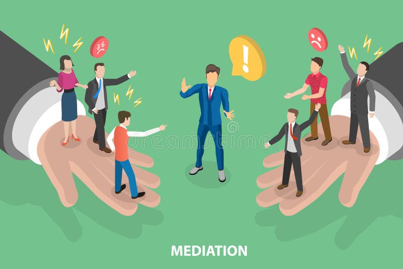 3D Isometric Flat Vector Conceptual Illustration of Mediation ...