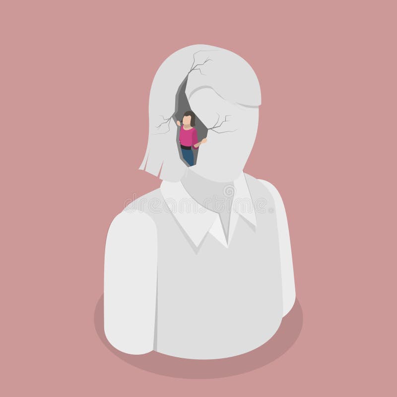 3D Isometric Flat Vector Conceptual Illustration of Mental Health ...