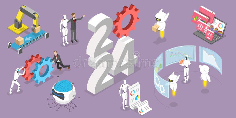 3D Isometric Flat Vector Conceptual Illustration of New Year 2024 and ...