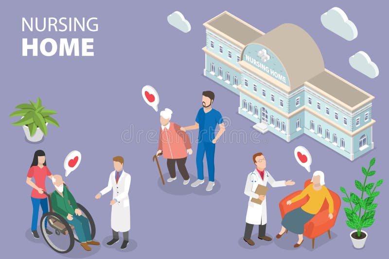 3D Isometric Flat Vector Conceptual Illustration of Nursing Home Stock ...