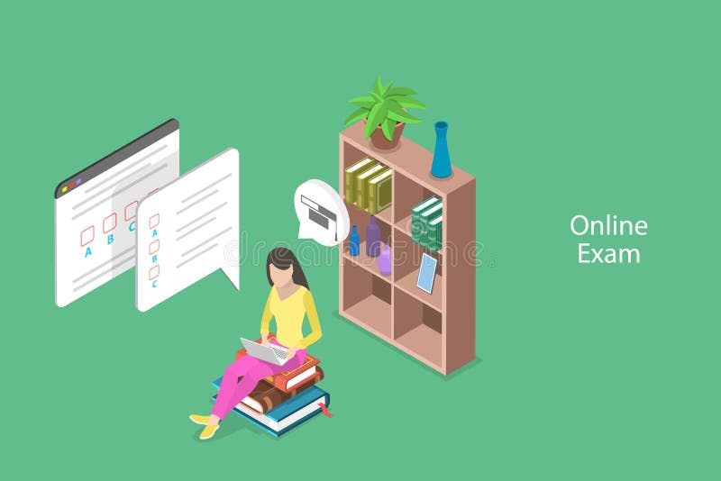 3D Isometric Flat Vector Conceptual Illustration of Online Exam Stock ...