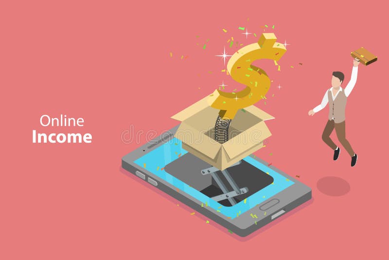 3D Isometric Flat Vector Conceptual Illustration of Online Income Stock ...