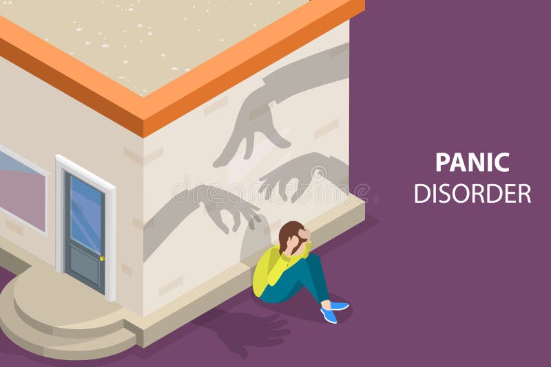 3D Isometric Flat Vector Conceptual Illustration of Panic Disorder ...
