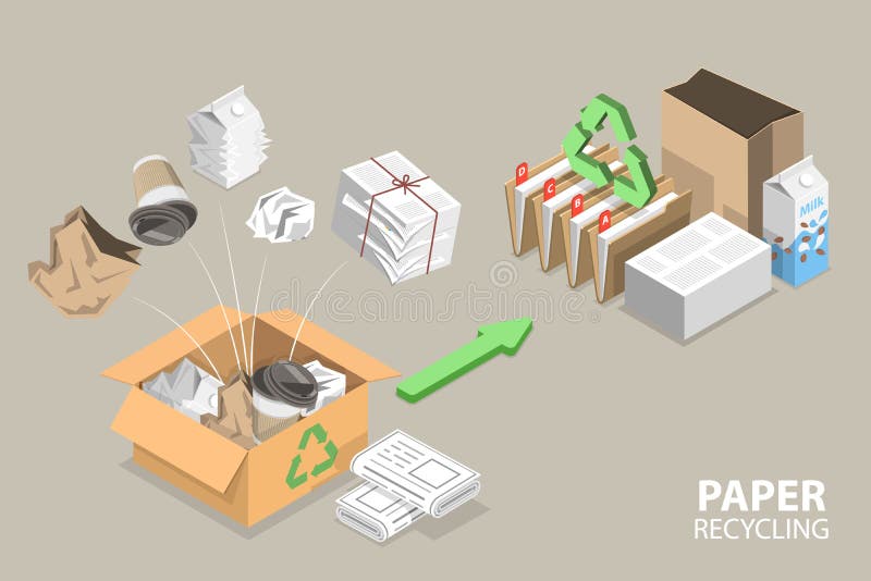 3D Isometric Flat Vector Conceptual Illustration of Paper Recycle ...