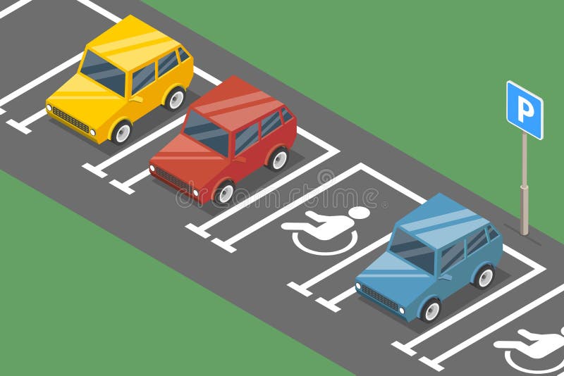 3D Isometric Flat Vector Conceptual Illustration of Parking Lot Stock ...