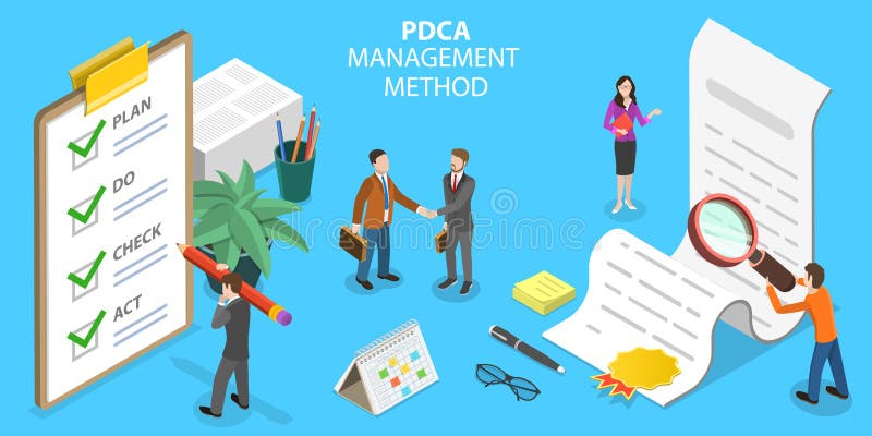 PDCA Management Method Diagram. Plan, Do, Check, Act Tags. Stock Vector ...