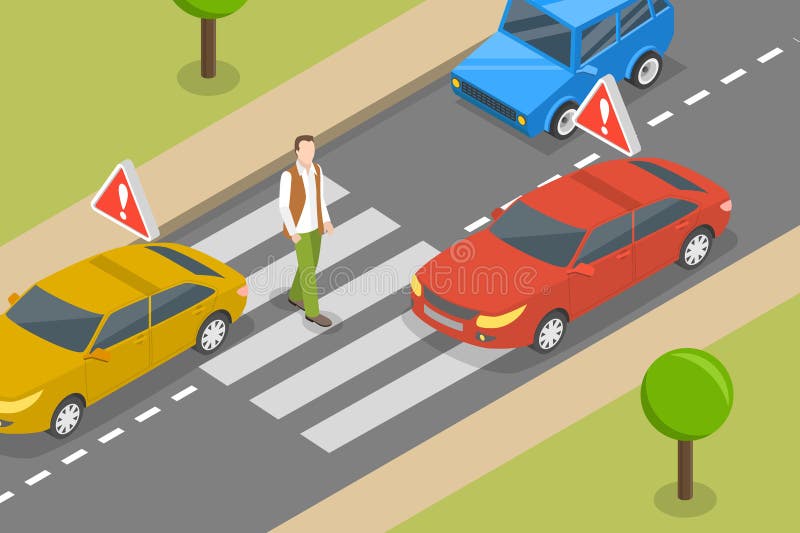 3D Isometric Flat Vector Conceptual Illustration of Pedestrian Crossing ...