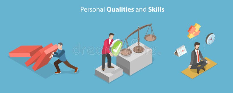 3D Isometric Flat Vector Conceptual Illustration of Personal Qualities ...