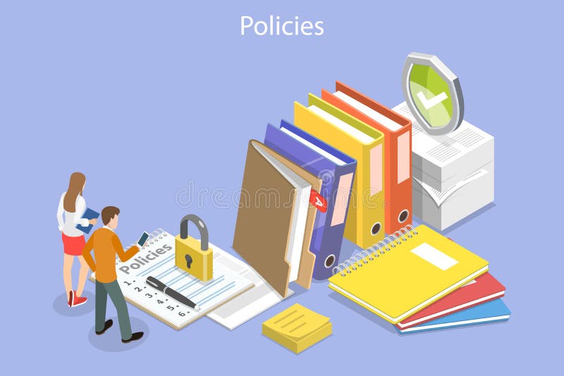 3D Isometric Flat Vector Conceptual Illustration of Policies and ...