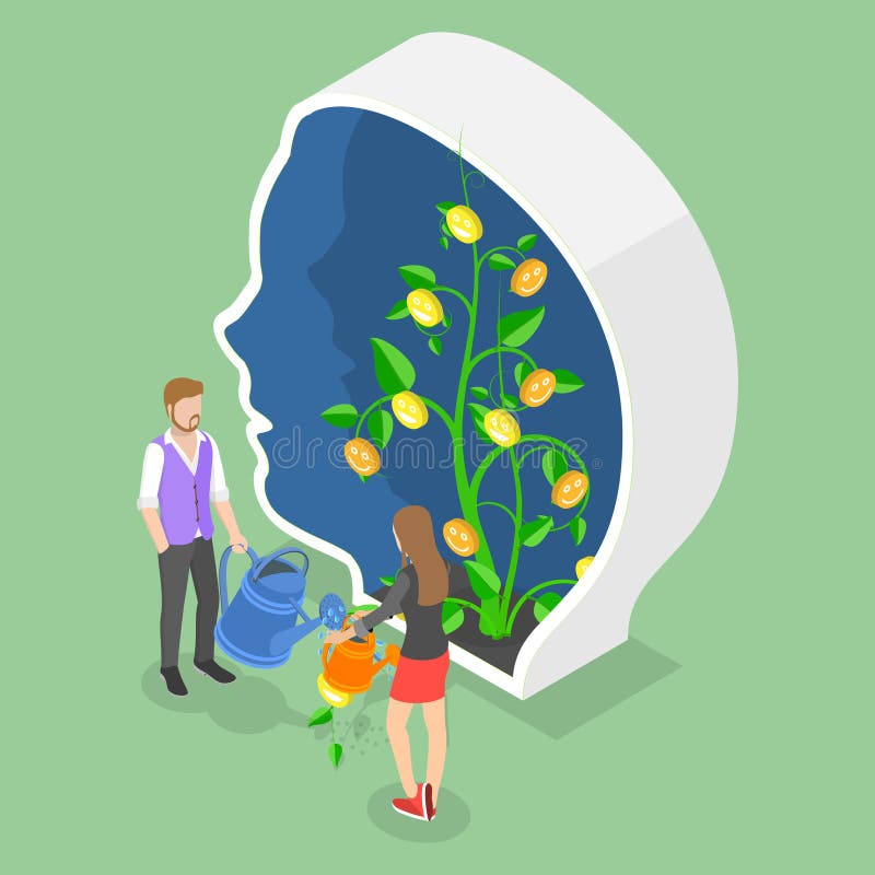 3D Isometric Flat Vector Conceptual Illustration of Positive Thinking ...