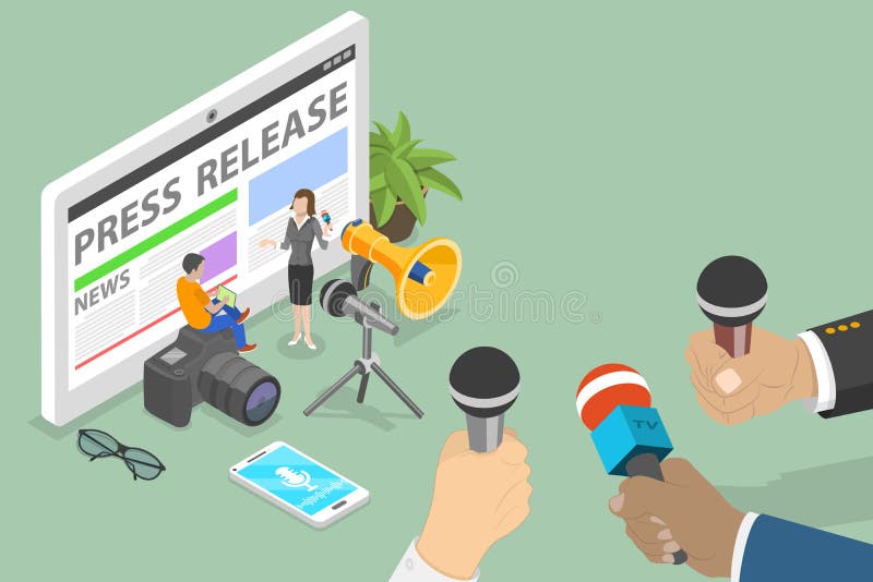 3D Isometric Flat Vector Conceptual Illustration of Press Release Stock ...