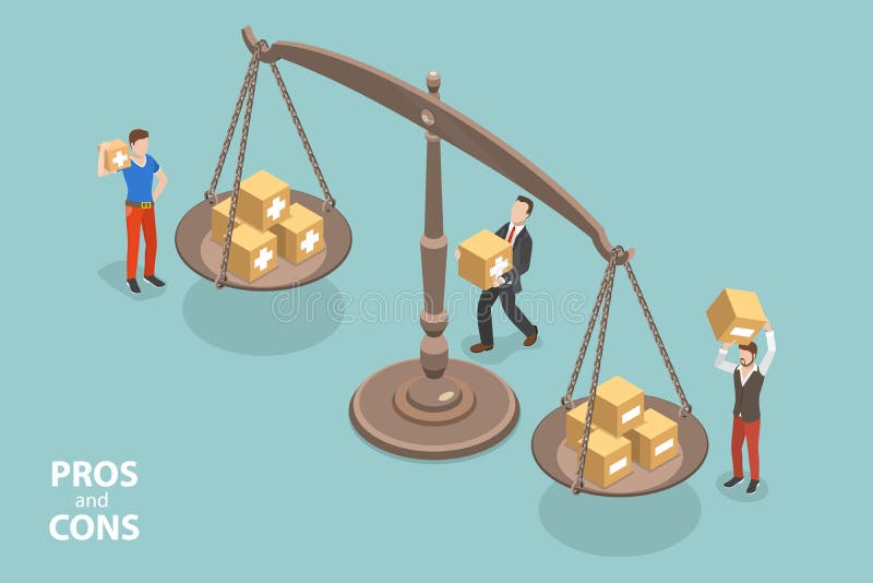 3D Isometric Flat Vector Conceptual Illustration of Pros and Cons Stock ...