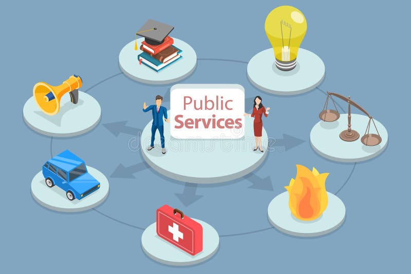 3D Isometric Flat Vector Conceptual Illustration of Public Service ...