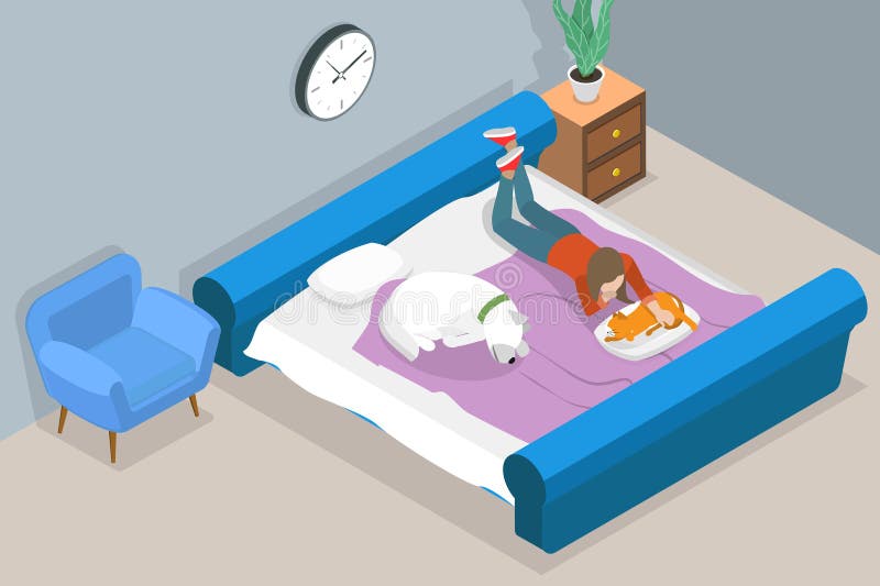 3D Isometric Flat Vector Conceptual Illustration of Rest with Pets ...