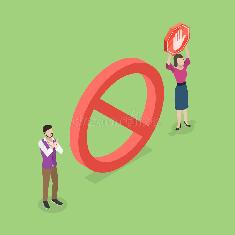 3D Isometric Flat Vector Conceptual Illustration of Restricted Area ...