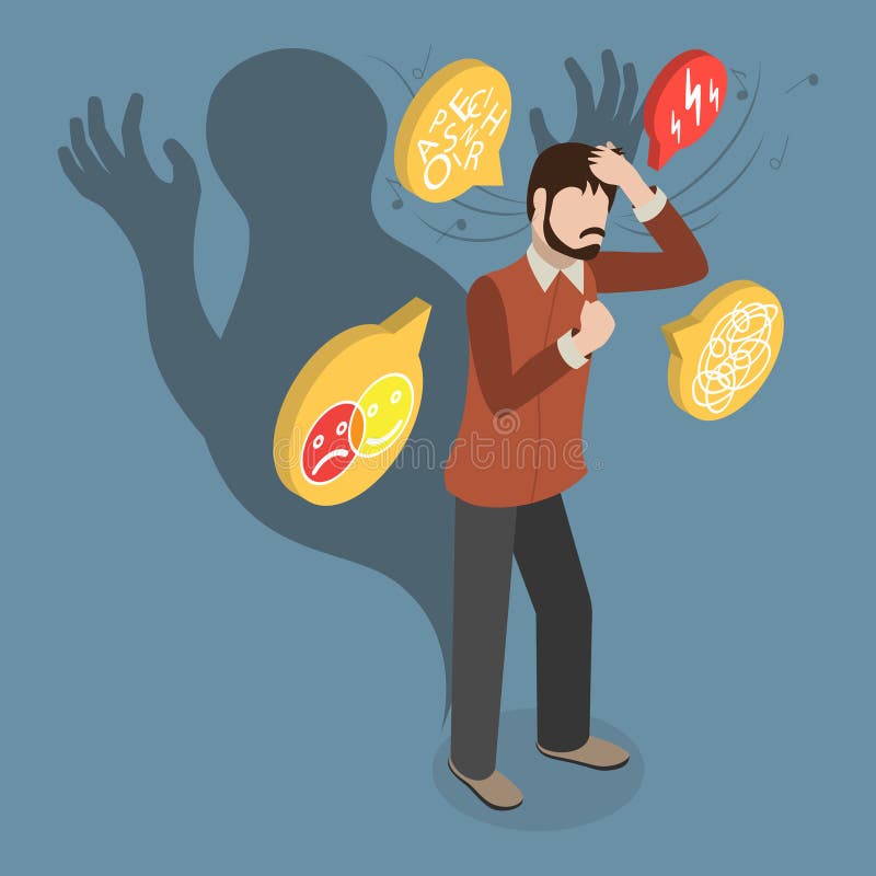 3D Isometric Flat Vector Conceptual Illustration of Schizophrenia Stock ...