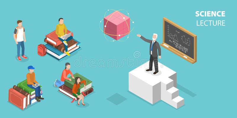 3D Isometric Flat Vector Conceptual Illustration of Science Lecture ...