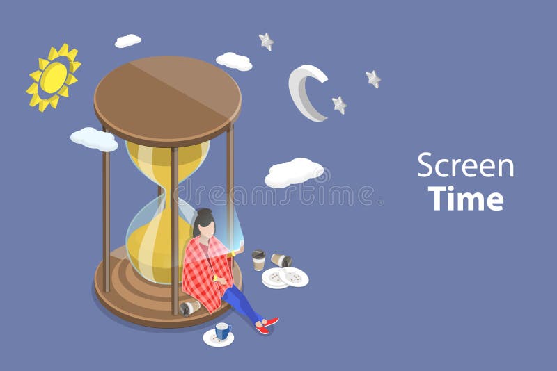 3D Isometric Flat Vector Conceptual Illustration of Screen Time Stock ...