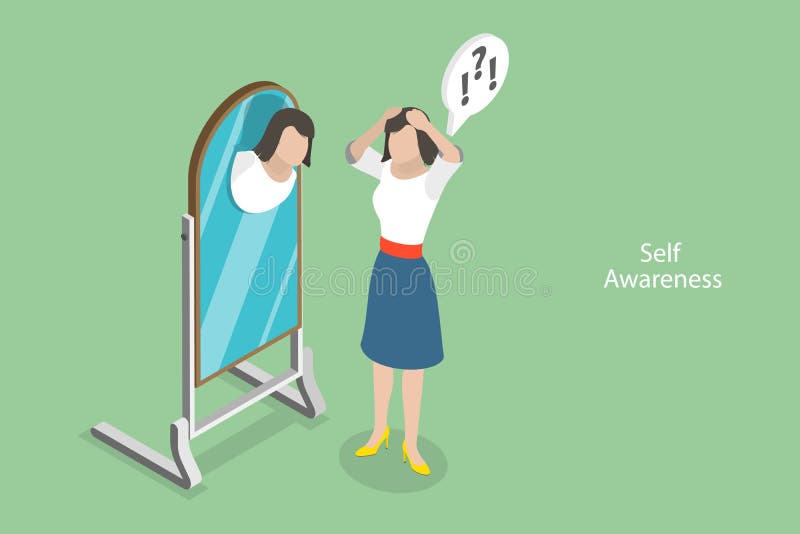3D Isometric Flat Vector Conceptual Illustration of Self Awareness ...