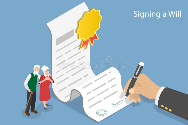 3D Isometric Flat Vector Conceptual Illustration of Signing a Will ...