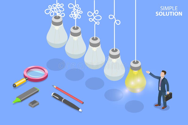3D Isometric Flat Vector Conceptual Illustration of Simple Solution ...
