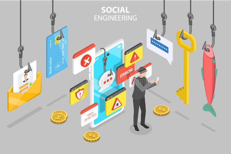 3D Isometric Flat Vector Conceptual Illustration of Social Engineering ...