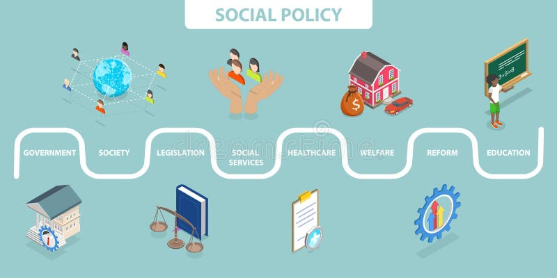 3D Isometric Flat Vector Conceptual Illustration of Social Policy Stock ...