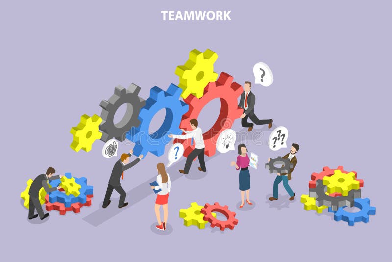3D Isometric Flat Vector Conceptual Illustration of Teamwork and ...