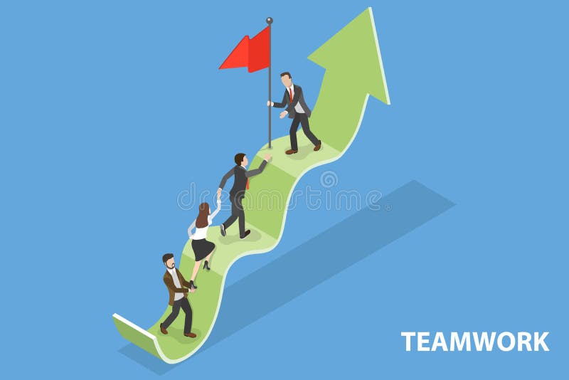 3D Isometric Flat Vector Conceptual Illustration of Teamwork Success ...