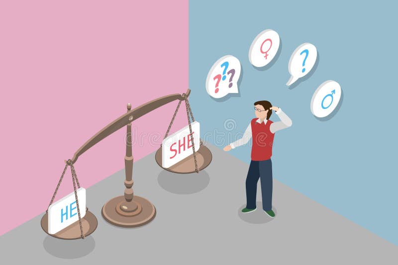 Gender Discrimination And Inequality Isometric Flat Vector Concept