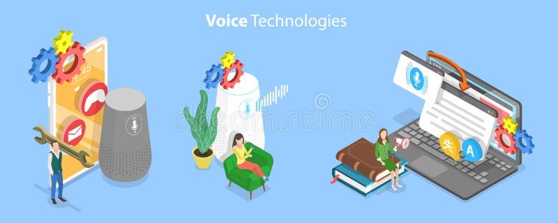 3D Isometric Flat Vector Conceptual Illustration of Voice Control ...