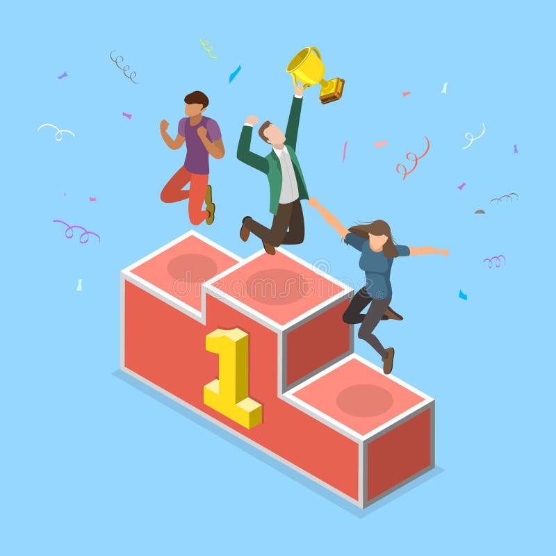 3D Isometric Flat Vector Conceptual Illustration of Winner Podium Stock ...