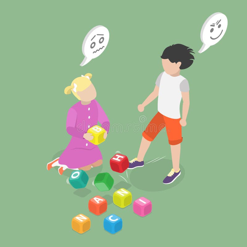 3D Isometric Flat Vector Illustration of Abusive Behavior Stock ...