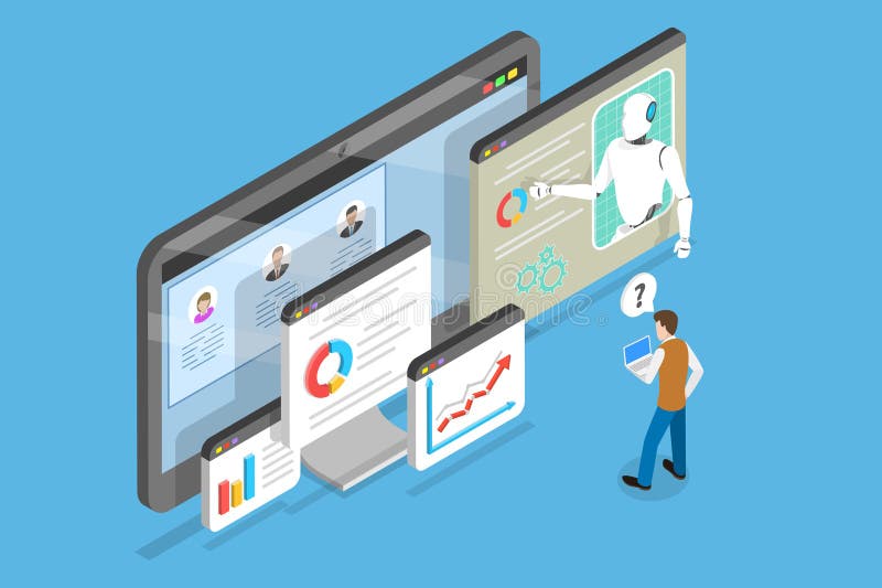 3D Isometric Flat Vector Illustration of AI-Driven Shopping Stock ...