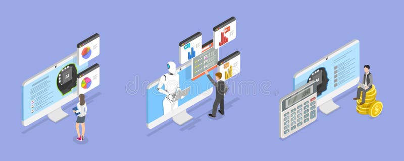 3D Isometric Flat Vector Illustration of AI in Human Resources Stock ...