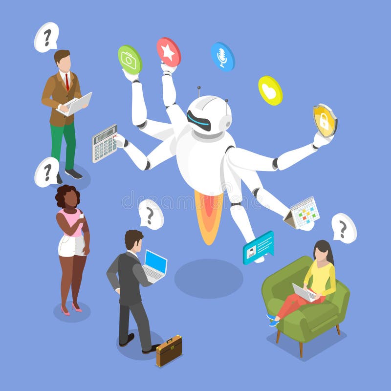 3D Isometric Flat Vector Illustration of AI Services Stock Vector ...