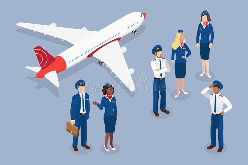 3D Isometric Flat Vector Illustration of Airplane Crew Stock Vector ...