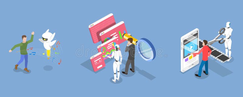 3D Isometric Flat Vector Illustration of Artificial Intelligence ...