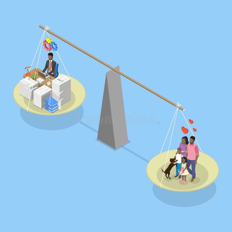 3D Isometric Flat Vector Illustration of Balancing Life Challenge Stock ...