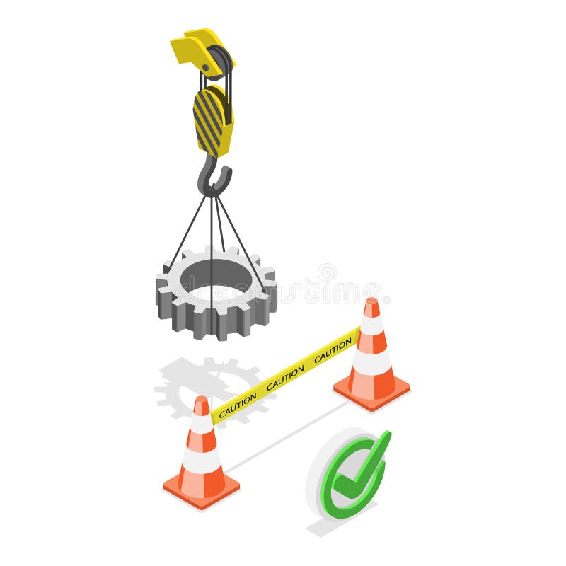 3D Isometric Flat Vector Illustration of Barricade Lifting Zone. Item 2 ...
