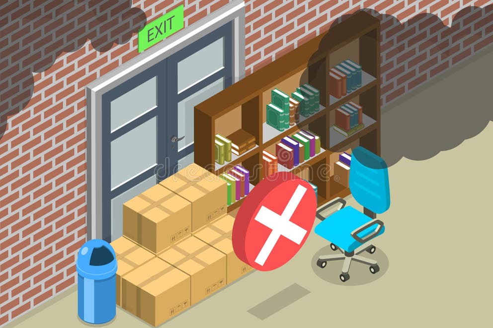 3D Isometric Flat Vector Illustration of Blocked Fire Exit Stock Vector ...