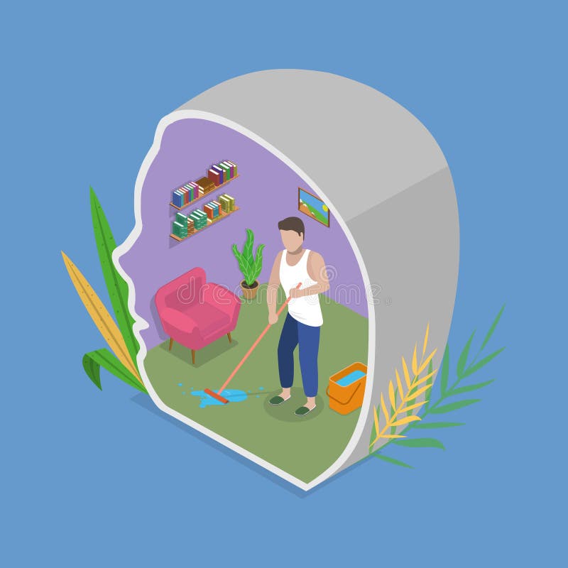 3D Isometric Flat Vector Illustration of Brain Detox and Purification ...