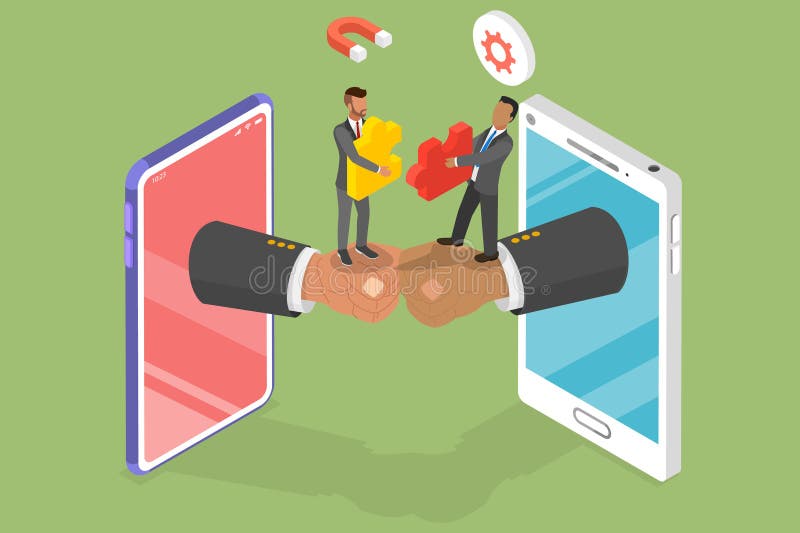 3D Isometric Flat Vector Illustration of Business Collaboration Stock ...