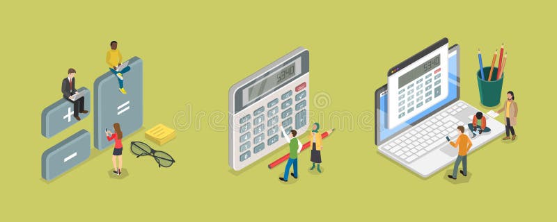 3D Isometric Flat Vector Illustration of Calculator App Stock Vector ...