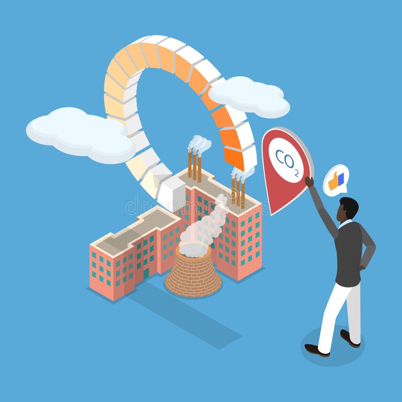 3D Isometric Flat Vector Illustration of Carbon Dioxide Emissions ...
