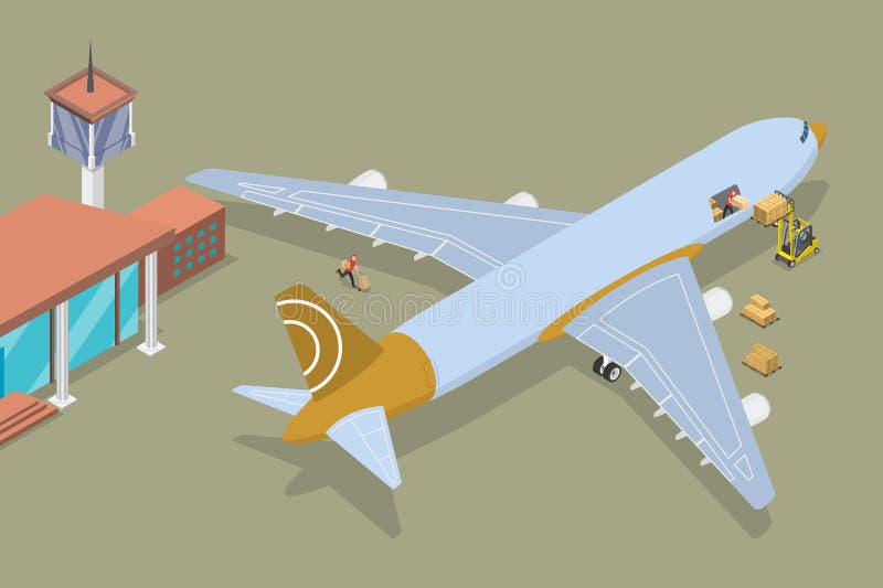 3D Isometric Flat Vector Illustration of Cargo Aircraft Stock Vector ...