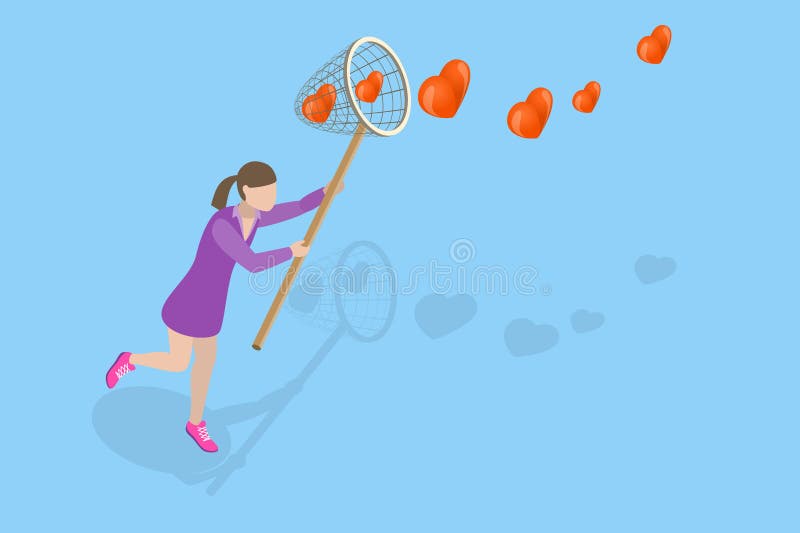 3D Isometric Flat Vector Illustration of Chasing for Love Stock Vector ...