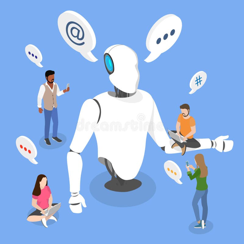 3D Isometric Flat Vector Illustration of Chatbot Conversation Stock ...