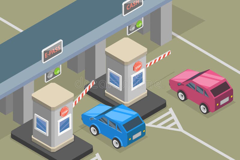 3D Isometric Flat Vector Illustration of Checkpoint with Barriers Stock ...